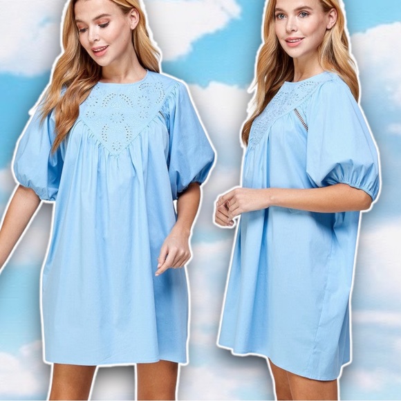 Strut & Bolt | Dresses | Nwt Strut Bolt Puff Sleeve Eyelet Trapeze ...